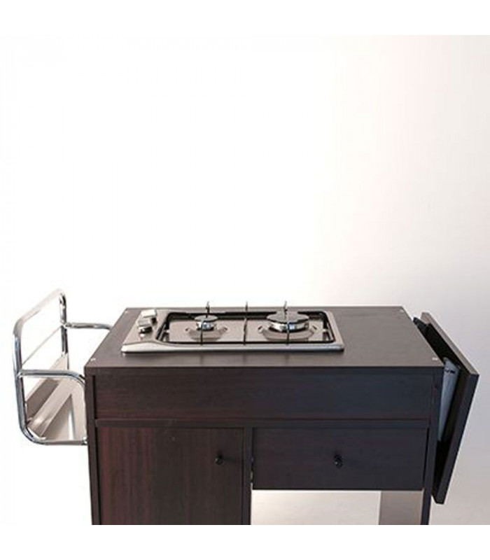 CHARIOT DE FLAMBAGE 2 FEUX GAZ BOIS WENGE DIAMOND